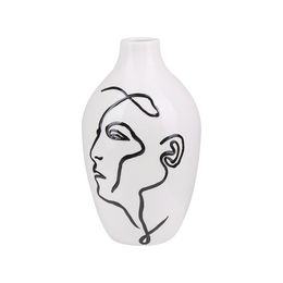 Beliani Blumenvase HELIKE in Wei&szlig;/Schwarz - (W) 14 x (H) 23 x (L) 14 cm | Gr.: onesize