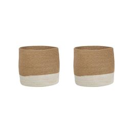 Beliani 2er-Set Bad-Kleinaufbewahrung BULANIK in Beige/Weiß | Gr.: onesize