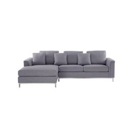 Beliani Ecksofa OSLO in Grau/Silber - (W) 270 x (H) 64 x (L) 151 cm | Gr.: onesize