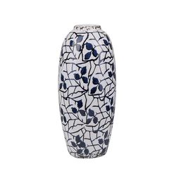Beliani Blumenvase MUTILENE in Wei&szlig;/Blau - (W) 12 x (H) 25 x (L) 12 cm | Gr.: onesize