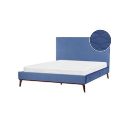Beliani Doppelbett BAYONNE in Blau/Braun - (W) 191 x (H) 121 x (L) 212 cm | Gr.: onesize