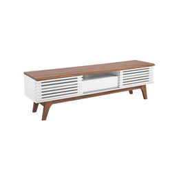 Beliani TV-M&ouml;bel DETROIT in Wei&szlig;/Braun - (W) 149 x (H) 44 x (L) 35 cm | Gr.: onesize
