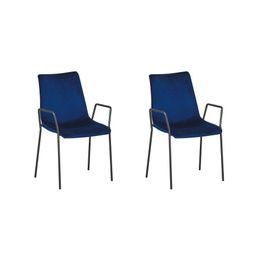 Beliani 2er-Set Esszimmerstuhl JEFFERSON in Blau/Schwarz | Gr.: onesize