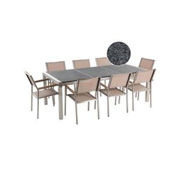 Beliani 9-tlg Gartentisch Set GROSSETO in Grau/Beige/Silber | Gr.: onesize