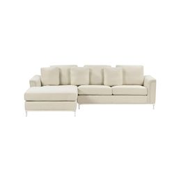 Beliani Ecksofa OSLO in Beige/Silber - (W) 270 x (H) 64 x (L) 151 cm | Gr.: onesize