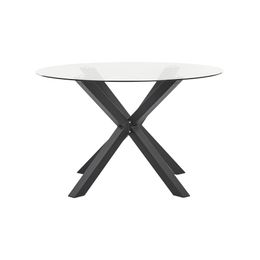 Beliani Runder Tisch MALETTO in Schwarz/Transparent - (W) 120 x (H) 77 x (L) 120 cm | Gr.: onesize