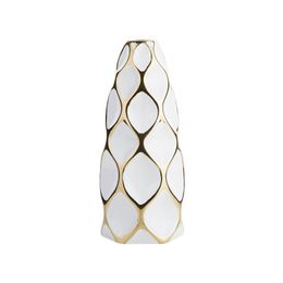 Beliani Blumenvase AVILA in Wei&szlig;/Gold - (W) 15 x (H) 36 x (L) 15 cm | Gr.: onesize