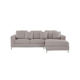 Beliani Ecksofa OSLO in Beige/Silber - (W) 270 x (H) 64 x (L) 151 cm | Gr.: onesize