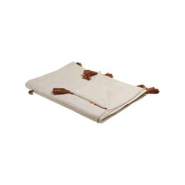 Beliani Kuscheldecke KHANDWA in Beige/Weiß/Orange - (W) 130 x (H) 1 x (L) 180 cm | Gr.: onesize