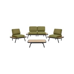 Beliani 4-tlg Sitzgruppe MINOZZO in Gr&uuml;n/Schwarz/Braun | Gr.: onesize