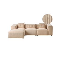 Beliani 3-Sitzer Sofa DOLVA in Beige/Schwarz - (W) 294 x (H) 72 x (L) 170 cm | Gr.: onesize