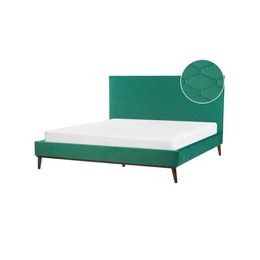 Beliani Doppelbett BAYONNE in Gr&uuml;n/Braun - (W) 191 x (H) 121 x (L) 212 cm | Gr.: onesize