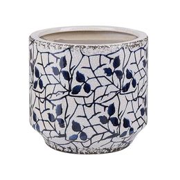 Beliani Blumenvase MYOS in Weiß/Blau - (W) 17 x (H) 15 x (L) 17 cm | Gr.: onesize