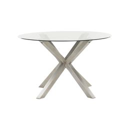 Beliani Runder Tisch MALETTO in Silber/Transparent - (W) 120 x (H) 77 x (L) 120 cm | Gr.: onesize