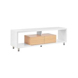 Beliani TV-M&ouml;bel KNOX in Wei&szlig;/Braun - (W) 159 x (H) 50 x (L) 39 cm | Gr.: onesize