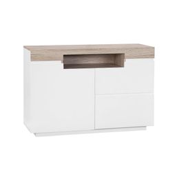 Beliani Sideboard MARLIN in Wei&szlig;/Braun - (W) 110 x (H) 75 x (L) 40 cm | Gr.: onesize