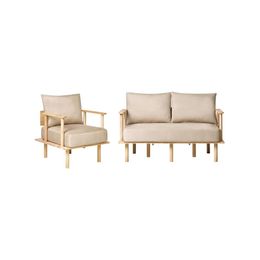 Beliani 2-tlg 2-Sitzer Sofa ASKER in Beige/Braun | Gr.: onesize