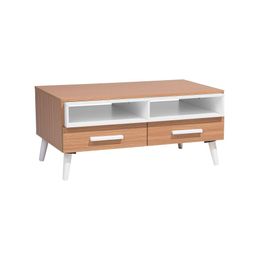Beliani Couchtisch ALLOA in Braun/Wei&szlig; - (W) 60 x (H) 45 x (L) 100 cm | Gr.: onesize