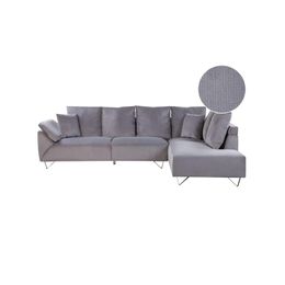 Beliani Ecksofa LUNNER in Grau/Silber - (W) 266 x (H) 85 x (L) 180 cm | Gr.: onesize