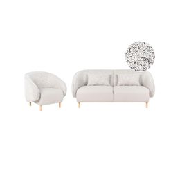 Beliani 2-tlg 3-Sitzer Sofa UMEA in Beige/Braun | Gr.: onesize