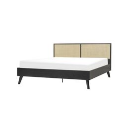 Beliani Doppelbett MONPAZIER in Schwarz/Braun - (W) 187 x (H) 99 x (L) 209 cm | Gr.: onesize