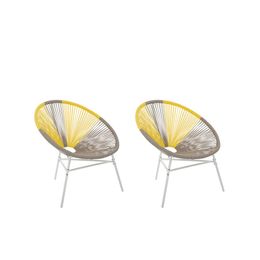 Beliani 2er-Set Cocktailsessel ACAPULCO in Bunt/Wei&szlig;/Beige | Gr.: onesize