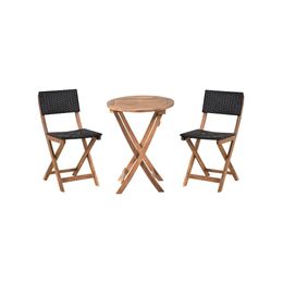 Beliani 3-tlg Bistro Set RIVAROTTA in Braun/Schwarz | Gr.: onesize