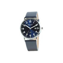 Regent Uhren Armbanduhr-Analog blau mittel (ca. 39,3mm) Regent Lederarmband | Gr.: onesize