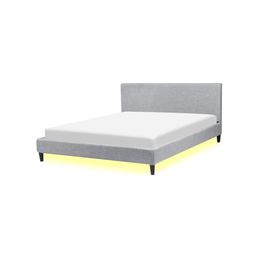 Beliani Doppelbett mit LED FITOU in Grau - (W) 170 x (H) 87 x (L) 214 cm | Gr.: onesize