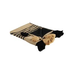 Beliani Kuscheldecke THAPREK in Beige/Schwarz - (W) 130 x (H) 0.3 x (L) 170 cm | Gr.: onesize