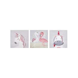 Beliani 3er-Set Canvas TIMIA in Grau/Rosa | Gr.: onesize