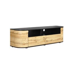Beliani TV-M&ouml;bel JEROME in Schwarz/Braun - (W) 160 x (H) 44 x (L) 40 cm | Gr.: onesize
