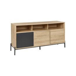 Beliani Sideboard MOINES in Braun/Grau/Schwarz - (W) 140 x (H) 76 x (L) 40 cm | Gr.: onesize