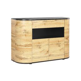Beliani Sideboard JEROME in Schwarz/Braun - (W) 120 x (H) 83 x (L) 40 cm | Gr.: onesize