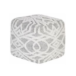 Beliani Pouf BHILWARA in Wei&szlig;/Grau - (W) 40 x (H) 40 x (L) 40 cm | Gr.: onesize