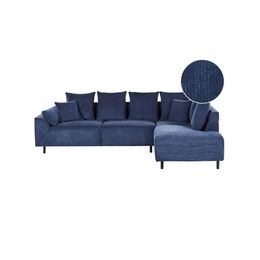 Beliani Ecksofa LUNNER in Blau/Schwarz - (W) 266 x (H) 85 x (L) 180 cm | Gr.: onesize