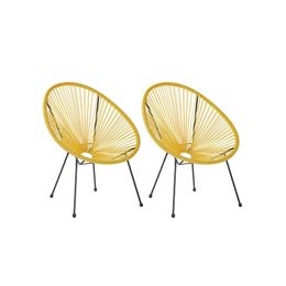 Beliani 2er-Set Cocktailsessel ACAPULCO II in Gelb/Schwarz | Gr.: onesize