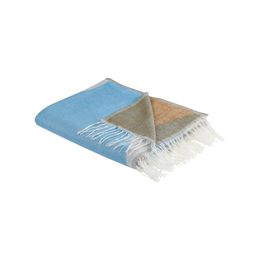 Beliani Kuscheldecke HAKUI in Blau/Braun/Beige - (W) 130 x (H) 0.3 x (L) 170 cm | Gr.: onesize