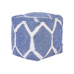 Beliani Pouf ROJHAN in Beige/Blau - (W) 40 x (H) 40 x (L) 40 cm | Gr.: onesize