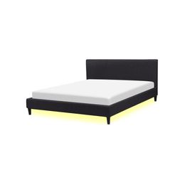 Beliani Doppelbett mit LED FITOU in Schwarz - (W) 170 x (H) 87 x (L) 214 cm | Gr.: onesize