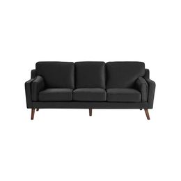 Beliani 3-Sitzer Sofa LOKKA in Schwarz/Braun - (W) 204 x (H) 85 x (L) 83 cm | Gr.: onesize