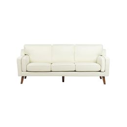 Beliani 3-Sitzer Sofa LOKKA in Wei&szlig;/Braun - (W) 204 x (H) 85 x (L) 83 cm | Gr.: onesize