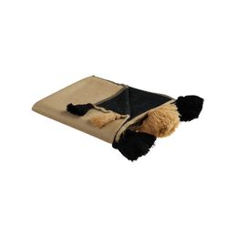 Beliani Kuscheldecke THUMKI in Beige/Schwarz - (W) 130 x (H) 0.3 x (L) 170 cm | Gr.: onesize
