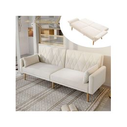 ABRIHOME Zweisitzer Schlafsofa mit Schlaffunktion in Samt - Beige | Gr.: onesize