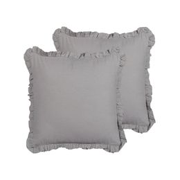 Beliani 2er-Set Dekokissen GLABRA in Grau | Gr.: onesize