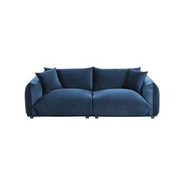 Beliani 3-Sitzer Sofa LUVOS in Blau/Braun - (W) 220 x (H) 75 x (L) 104 cm | Gr.: onesize