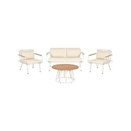 Beliani 5-tlg Sitzgruppe MONTESILVANO in Beige/Wei&szlig;/Braun | Gr.: onesize