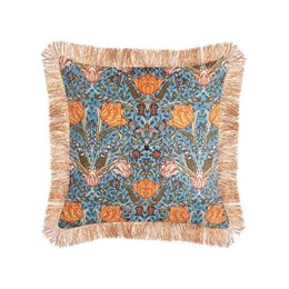 Beliani Dekokissen MITELLA in Blau/Orange - (W) 45 x (H) 10 x (L) 45 cm | Gr.: onesize