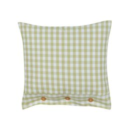 Beliani Dekokissen TALYA in Gr&uuml;n/Wei&szlig;/Braun - (W) 45 x (H) 12 x (L) 45 cm | Gr.: onesize