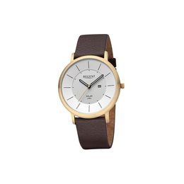 Regent Uhren Solaruhr-Analog dunkelbraun gro&szlig; (ca. 41mm) Regent Lederarmband | Gr.: onesize